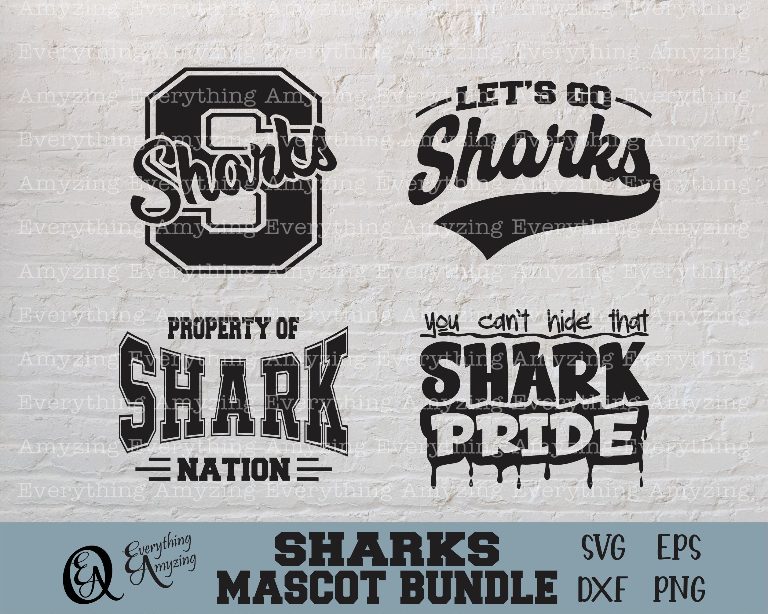Sharks Mascot Bundle Svg, Sharks School Spirit Svg, Sharks Cheerleading ...