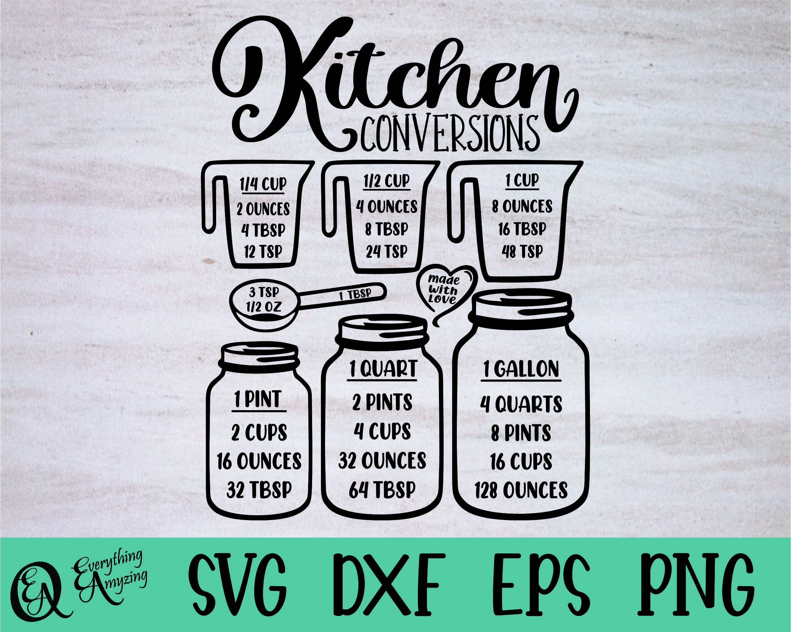Kitchen Conversion Svg Baking Svg Cooking Svg Kitchen Svg | Etsy