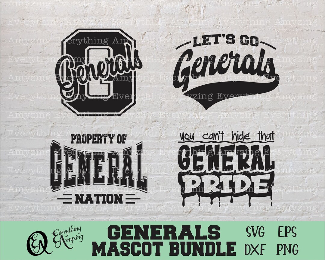 Generals Mascot Bundle Svg, Generals School Spirit Svg, Generals ...