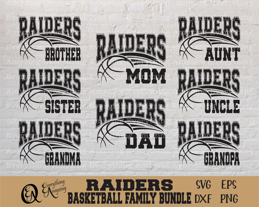 Raiders Basketball Family Bundle Svg, Basketball Dad, Raiders Mom Svg ...
