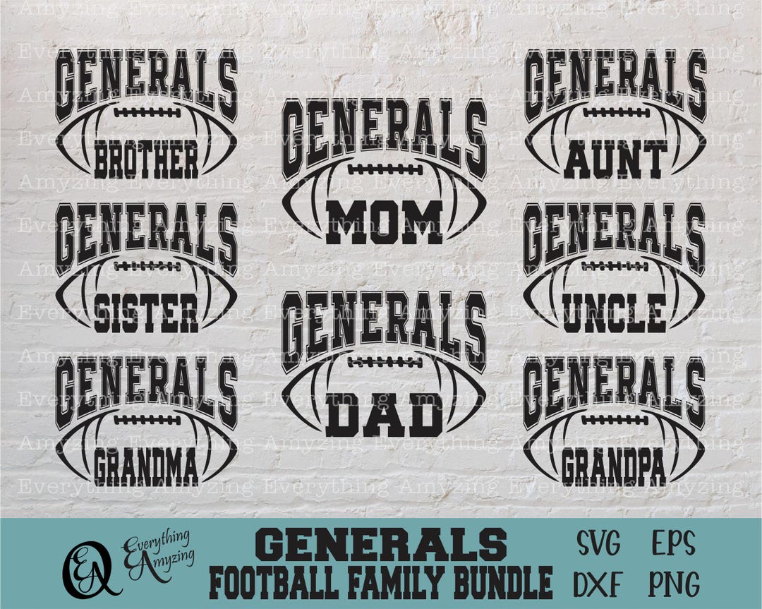 Generals Football Family Bundle Svg, Football Dad Svg, General Mom Svg ...