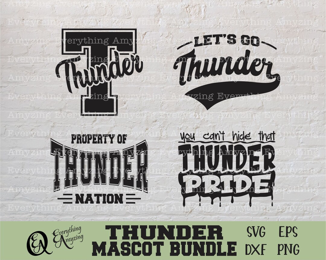 Thunder Mascot Bundle Svg, Thunder School Spirit Svg, Thunder ...