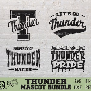 Thunder Mascot Bundle Svg, Thunder School Spirit Svg, Thunder ...
