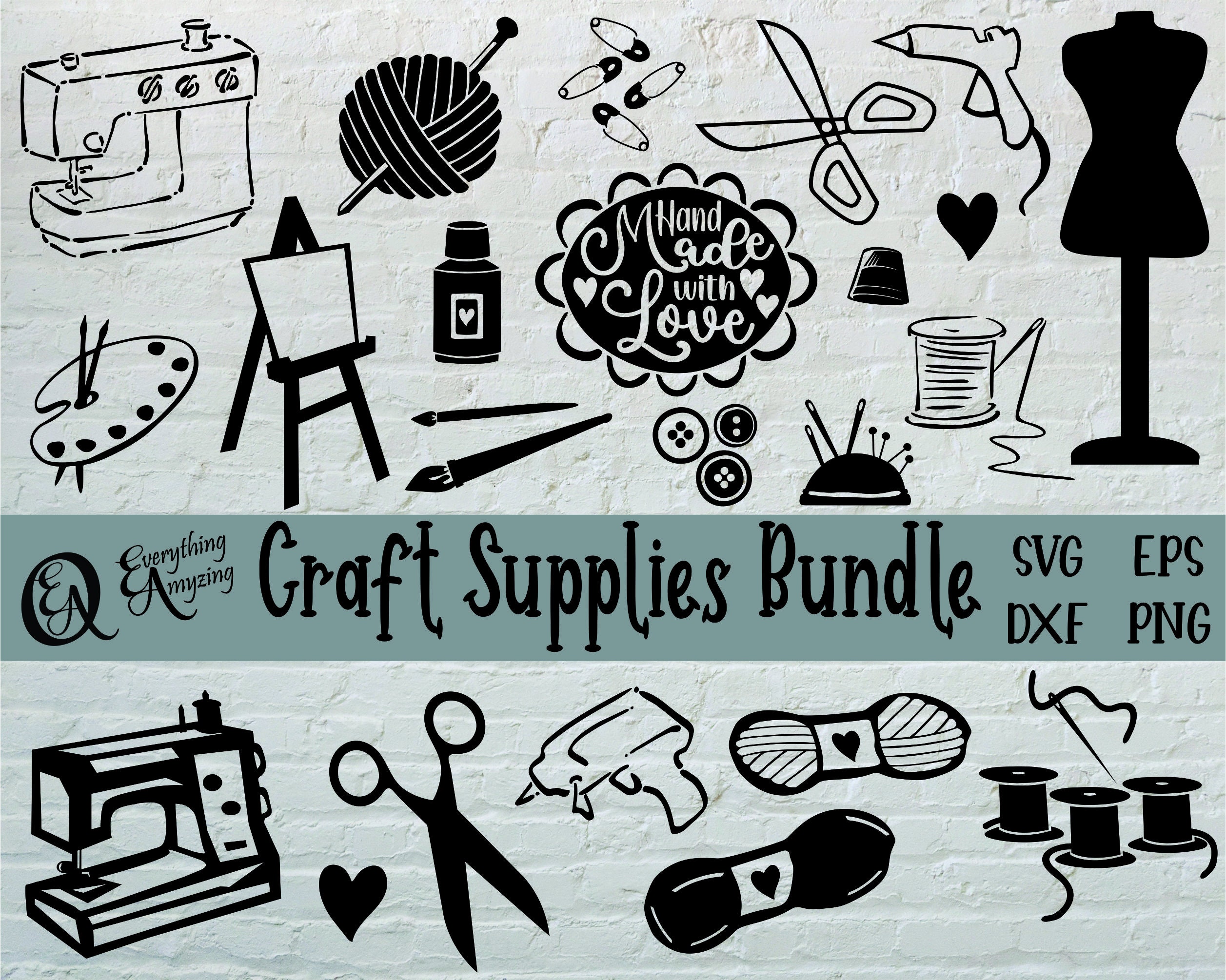 Craft Supplies Bundle Svg Sewing Svg Crochet Svg Painting - Etsy