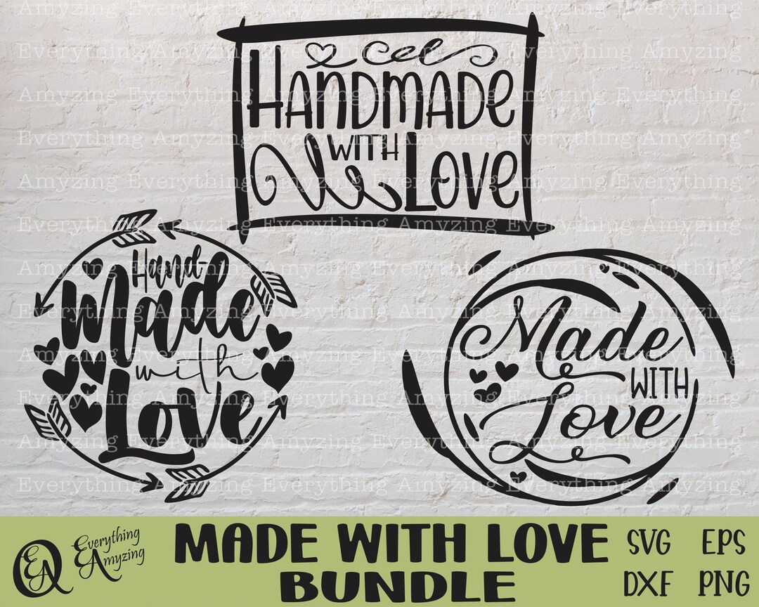 Made With Love Bundle Svg, Handmade Svg, Craft Svg, DIY Svg, Handmade ...