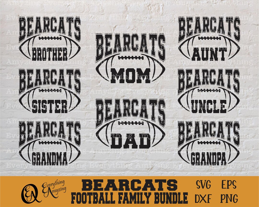 Bearcats Football Family Bundle Svg, Football Dad Svg, Bearcat Mom Svg ...