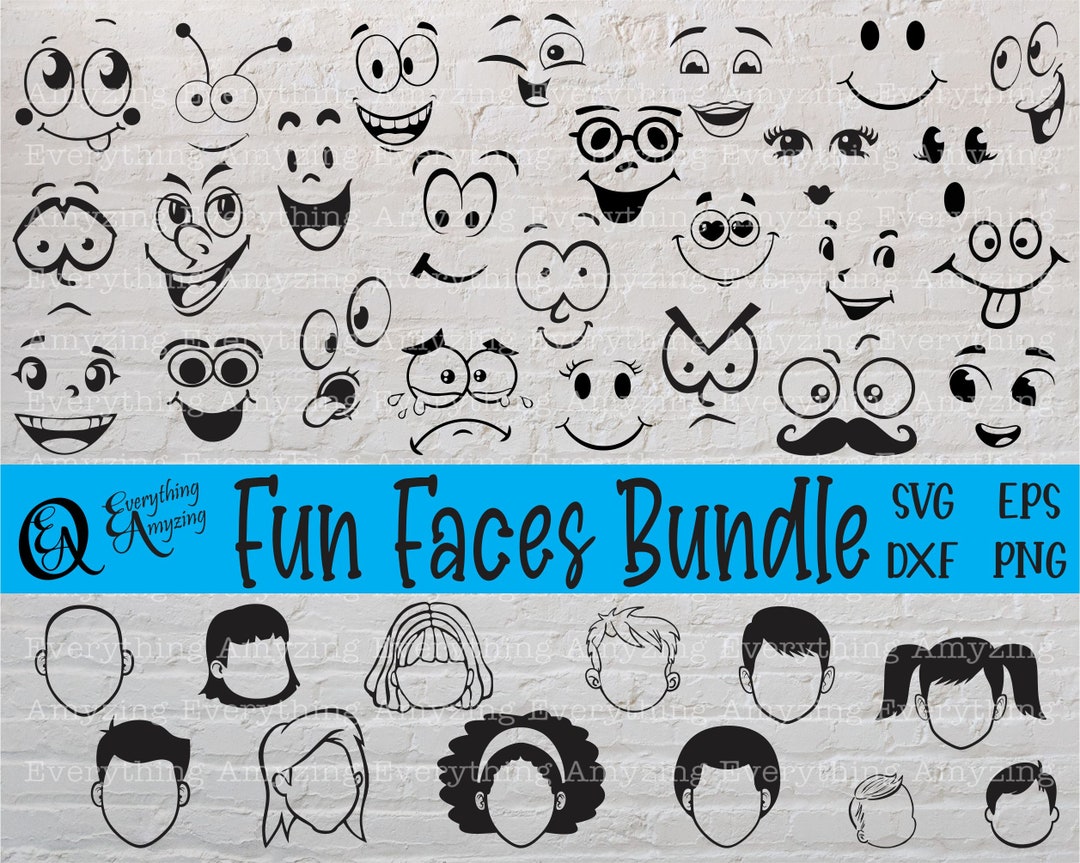Fun Faces Image Bundle Svg, Cricut Svg Bundle, Silhouette Svg Bundle ...