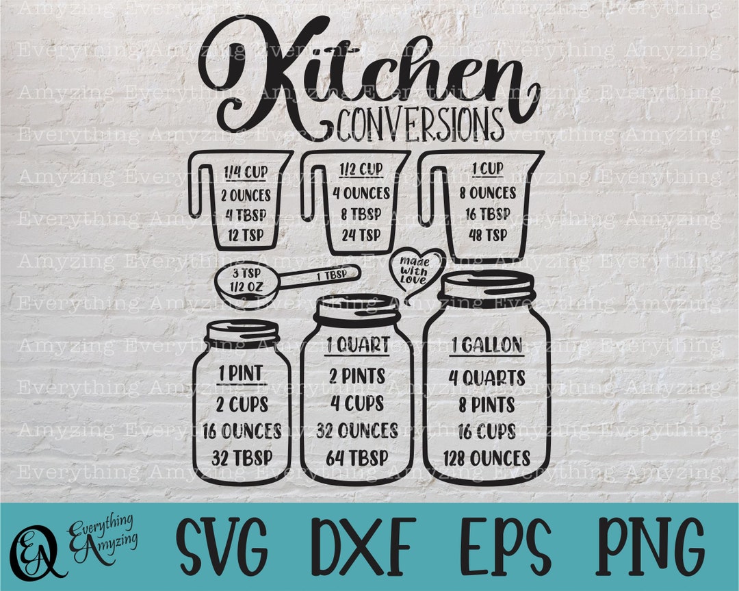 Kitchen Conversion Svg, Baking Svg, Cooking Svg, Kitchen Svg ...