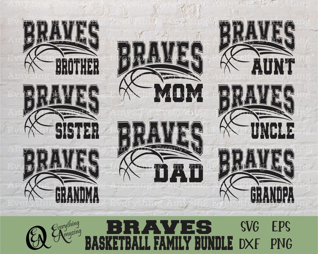 Braves Basketball Family Bundle Svg, Basketball Dad Svg, Braves Mom Svg ...