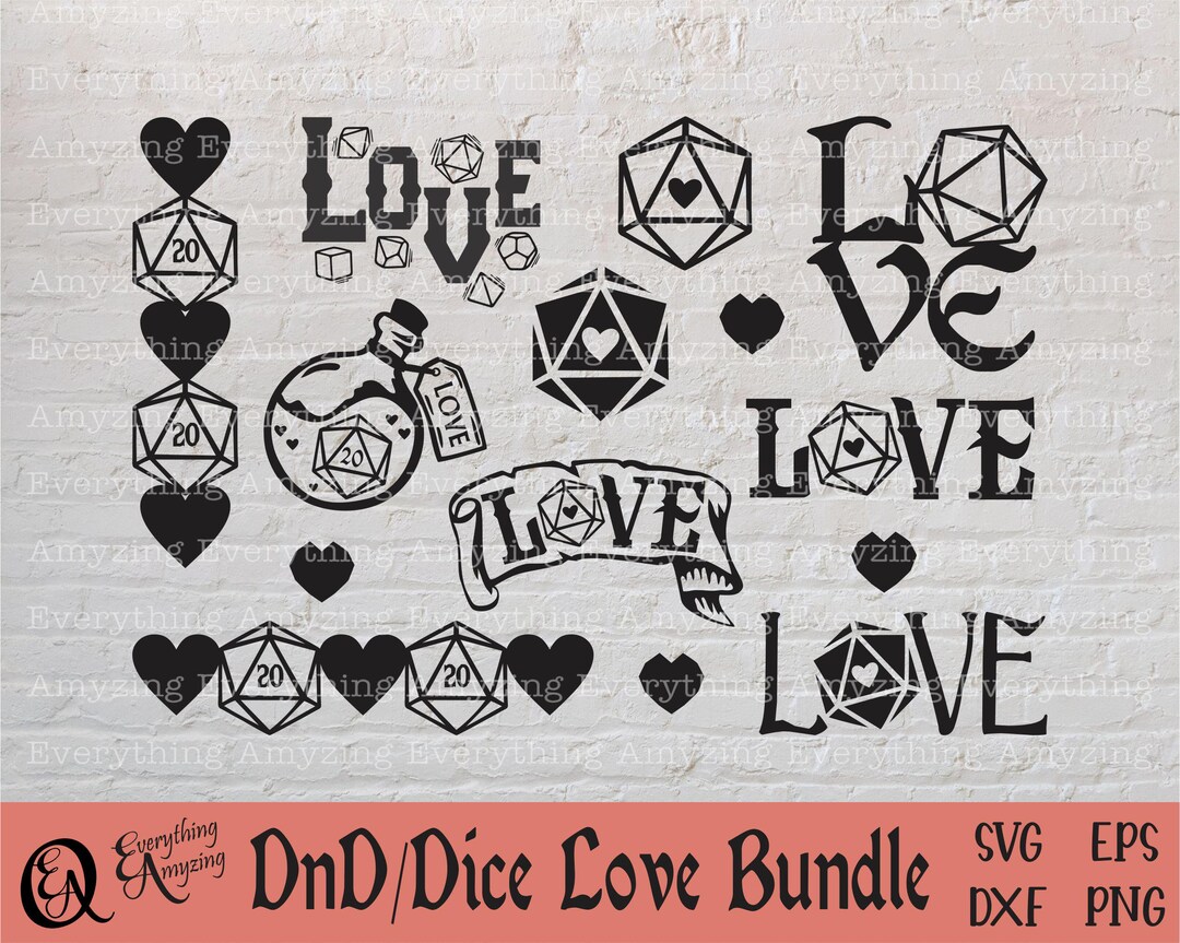 Dnd Dice Love Bundle Svg, Dungeons and Dragons Svg, Dnd Dice, Dnd ...