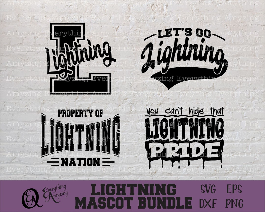 Lightning Mascot Bundle Svg, Lightning School Spirit Svg, Lightning ...