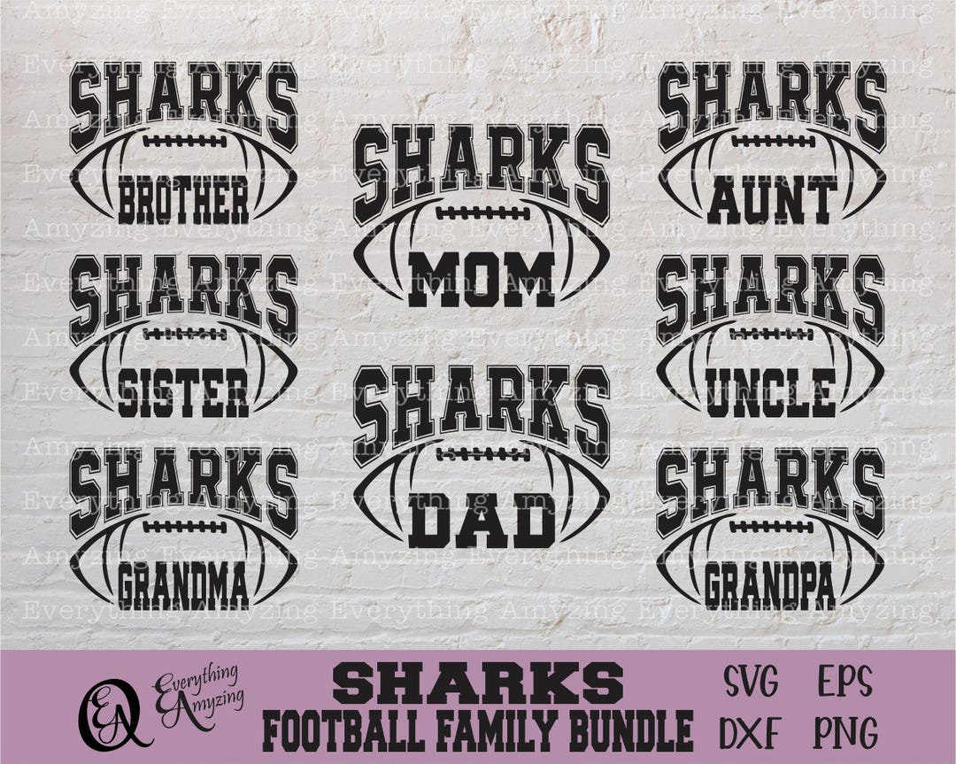 Sharks Football Family Bundle Svg, Football Dad Svg, Sharks Mom Svg ...