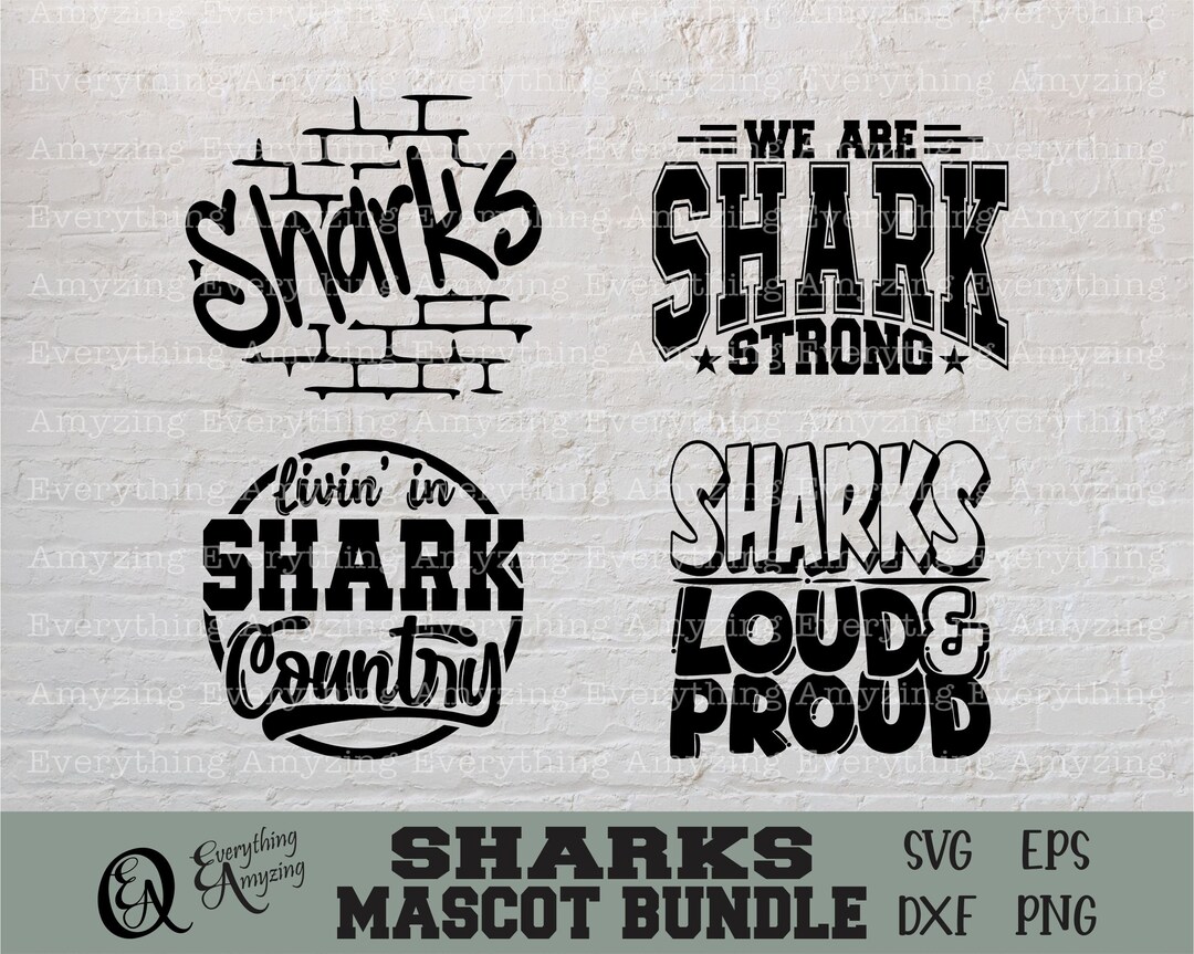 Sharks Mascot Bundle Svg, Sharks School Spirit Svg, Sharks Cheerleading ...