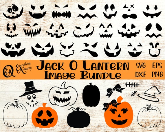 Halloween Jack O Lantern Bundle Svg Pumpkin Faces Jack O | Etsy
