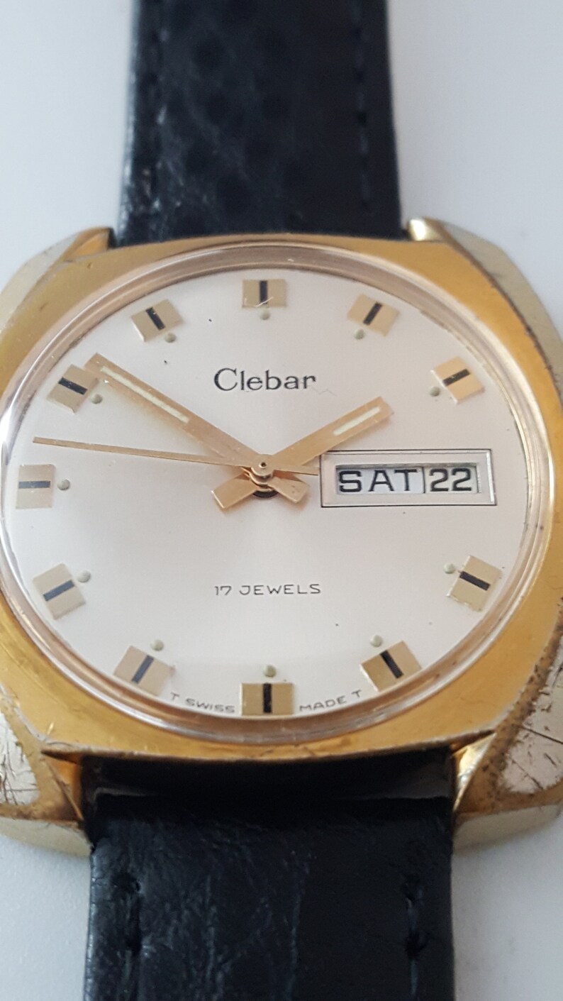 Vintage CLEBAR SWISS Made, Day/date Function, 17 Jewels, Circa Early ...