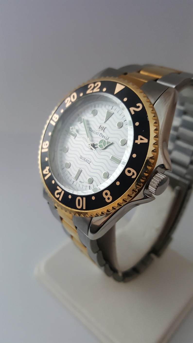 DANIEL DAVID QUARTZ Gents Watch, Uni Directional Bezel, Stainless Steel ...