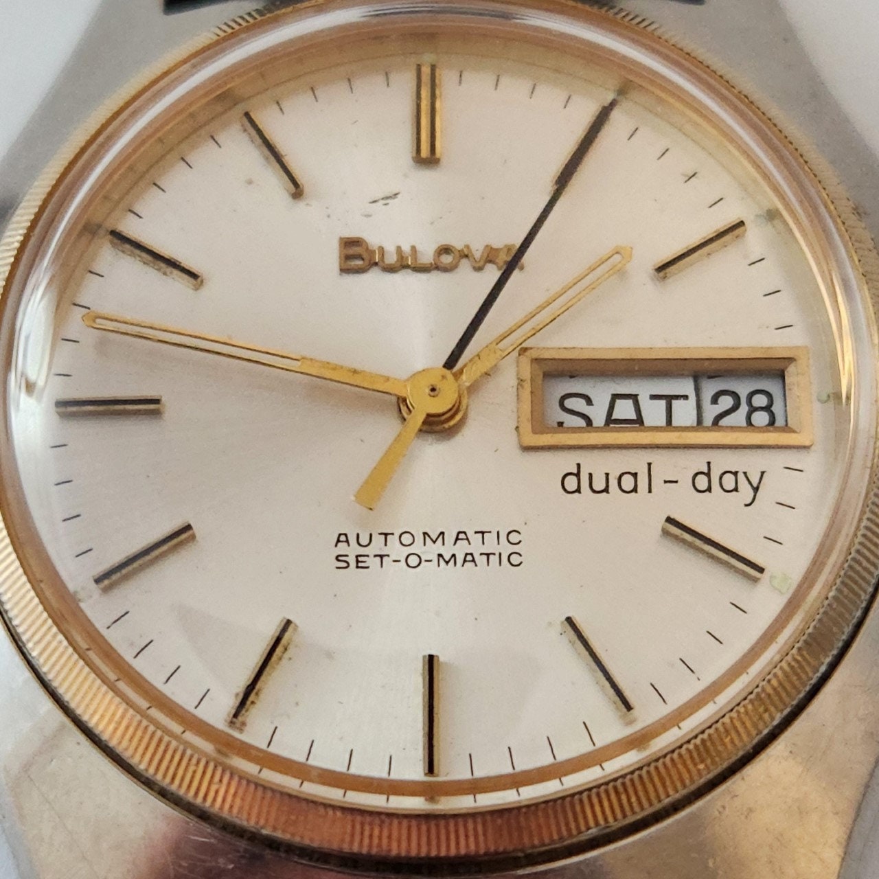 Vintage BULOVA AUTOMATIC Swiss Made, Set-o-matic Model, Stainless Steel ...