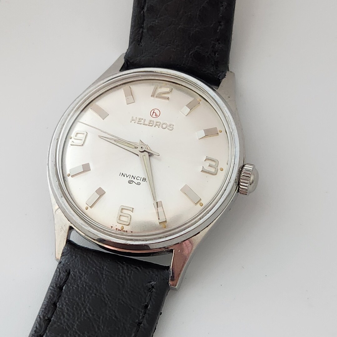 Vintage HELBROS INVINCIBLE SWISS Made Gents Watch, 17 Jewels, Stainless ...