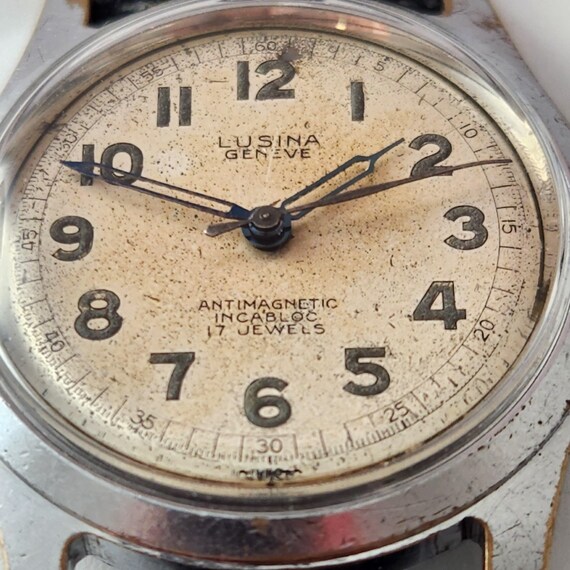 Vintage LUSINA GENEVE WW2 Era Watch, Swiss Made 17 Je… - Gem