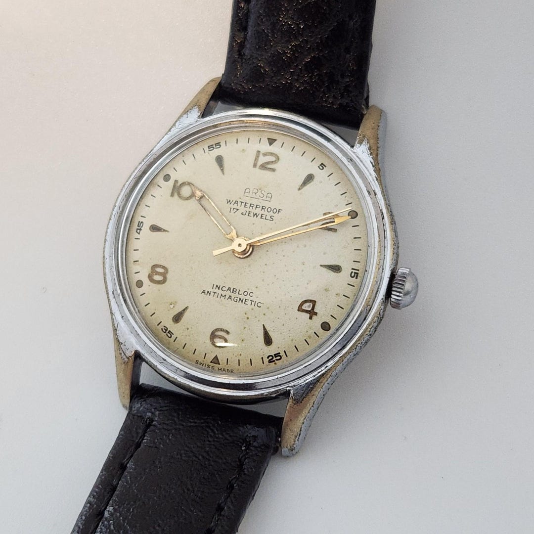 Vintage ARSA Gents Watch, SWISS Made 17 Jewel Movement, Nice Ageing to ...