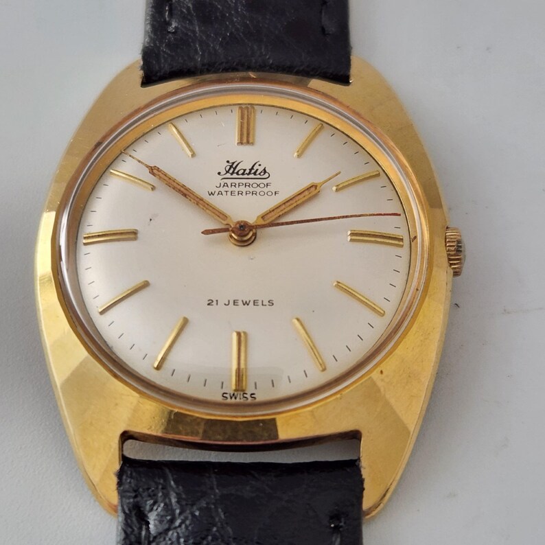 Vintage HAFIS Gents Watch, SWISS Made 21 Jewel, Unusual Faceted Case ...