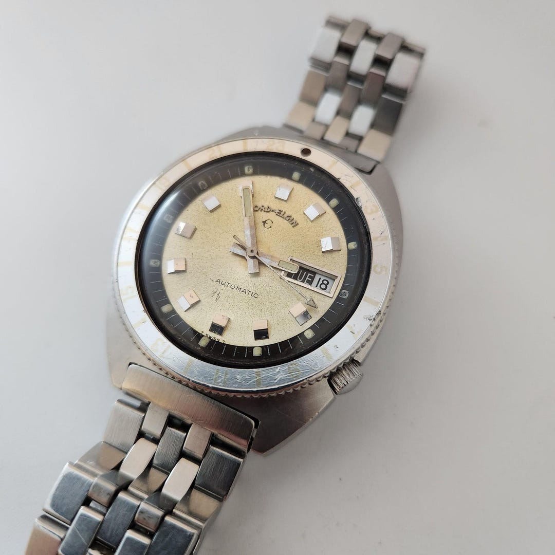 Vintage LORD ELGIN AUTOMATIC Dive Style Watch, Swiss Made 25 Jewels ...