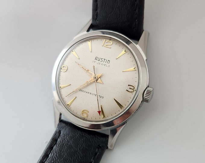 Vintage AUSTIN Gents SWISS Made Watch, 17 Jewels, Solid Stainless Steel ...