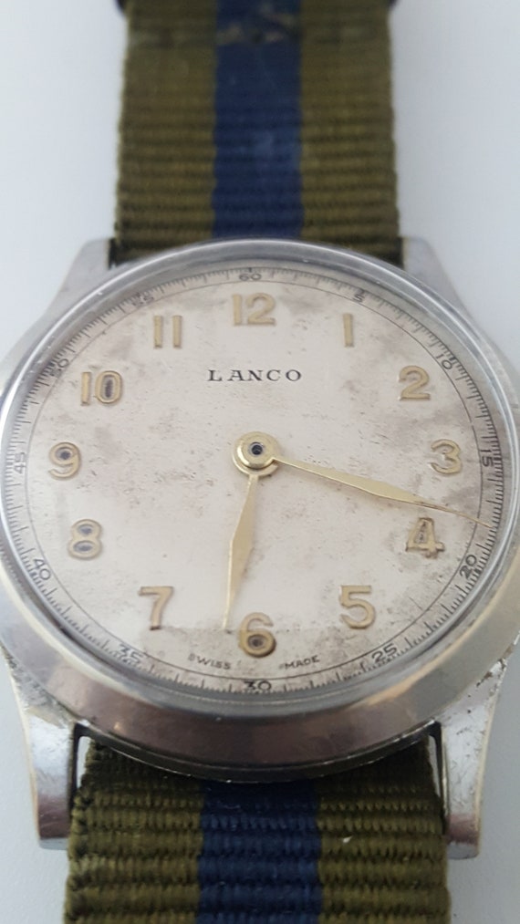 Vintage LANCO SWISS Made Gents Watch, WW2 Era, 17 Jew… - Gem