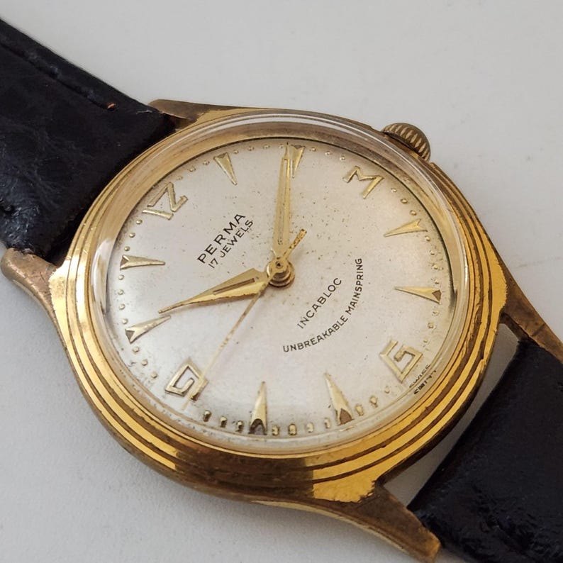 Vintage PERMA Gents Watch, SWISS Made 17 Jewels, Nice Vintage Condition ...