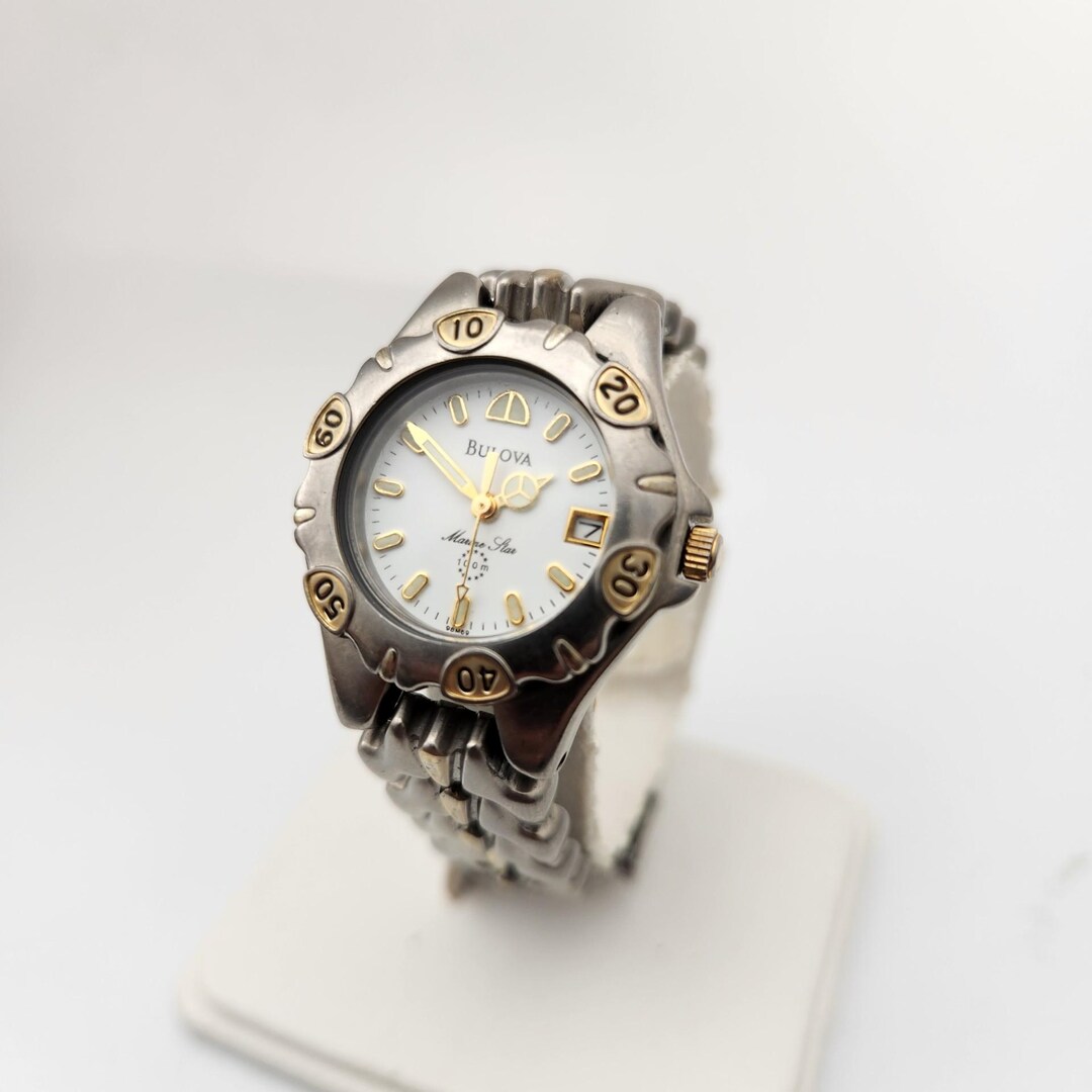 Vintage BULOVA MARINE STAR Quartz Ladies Dive Style Watch, Titanium ...