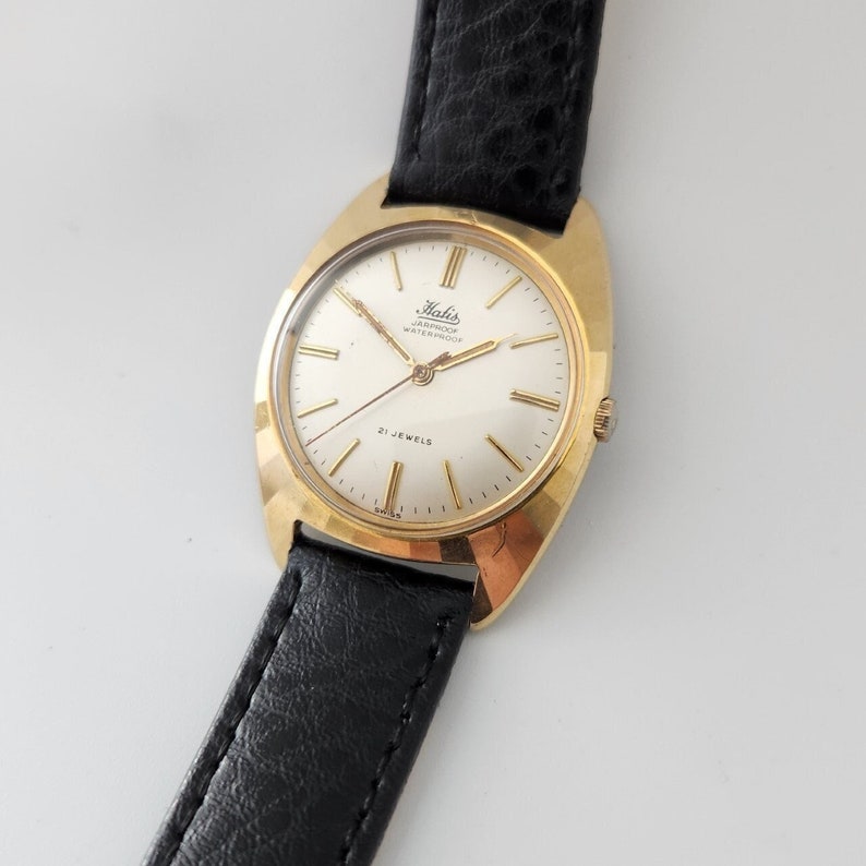 Vintage HAFIS Gents Watch, SWISS Made 21 Jewel, Unusual Faceted Case ...