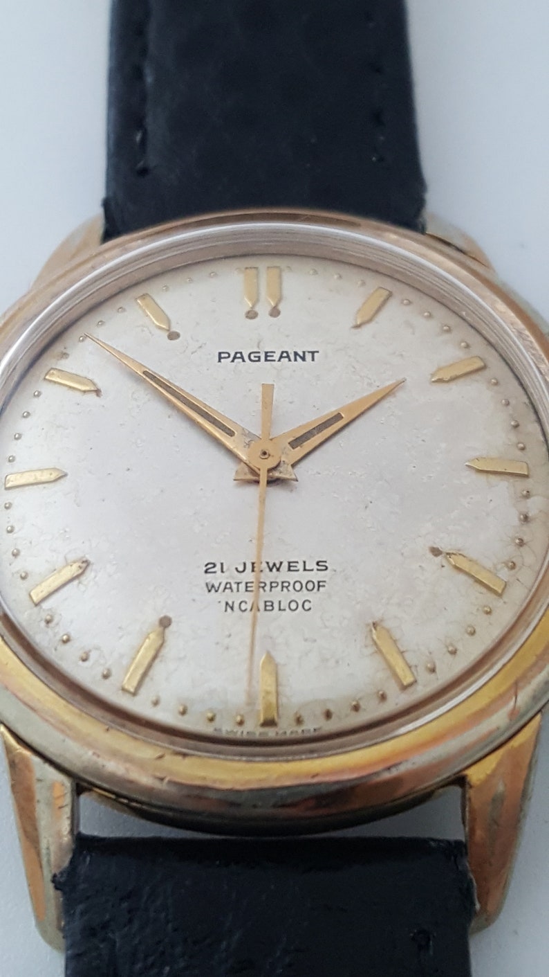 Vintage PAGEANT Swiss Made Gents Watch 21 Jewels Circa - Etsy
