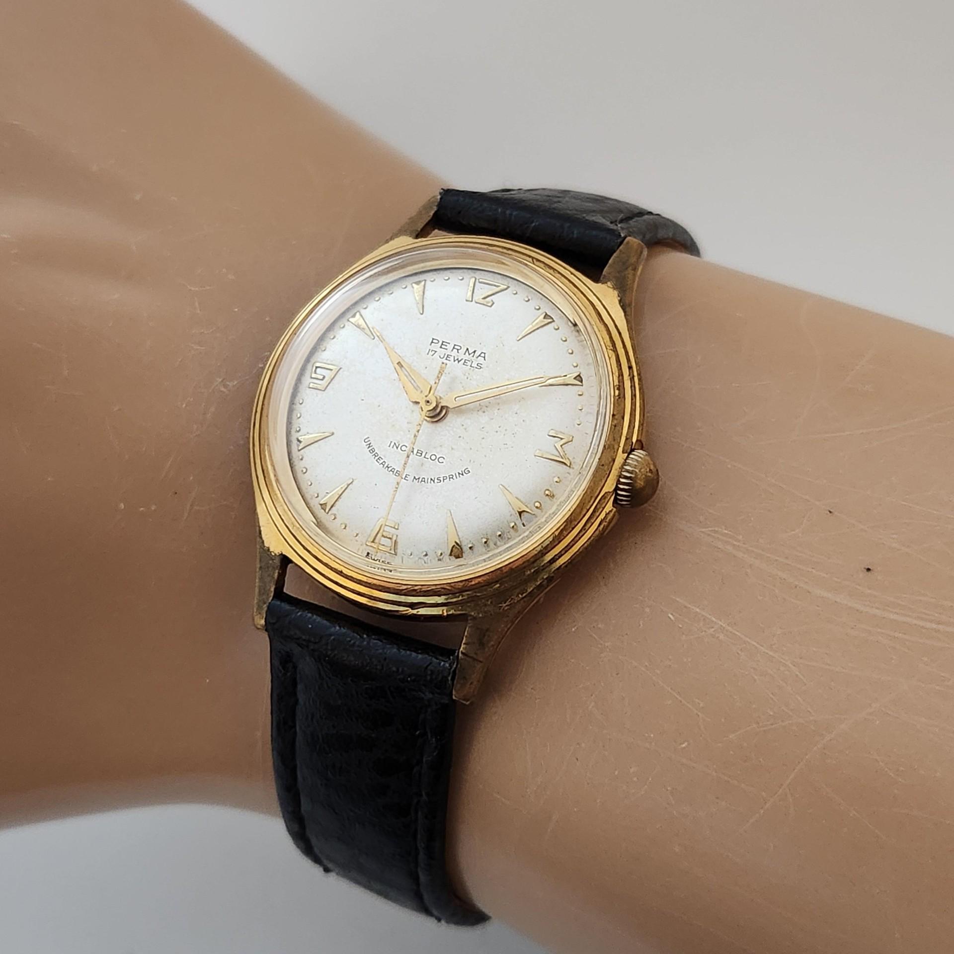 Vintage PERMA Gents Watch, SWISS Made 17 Jewels, Nice Vintage Condition ...