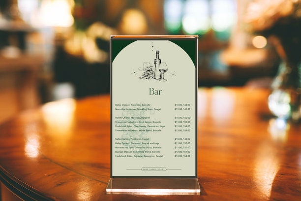 Customizable Wedding Bar Menu Food Menu Party Menu - Etsy