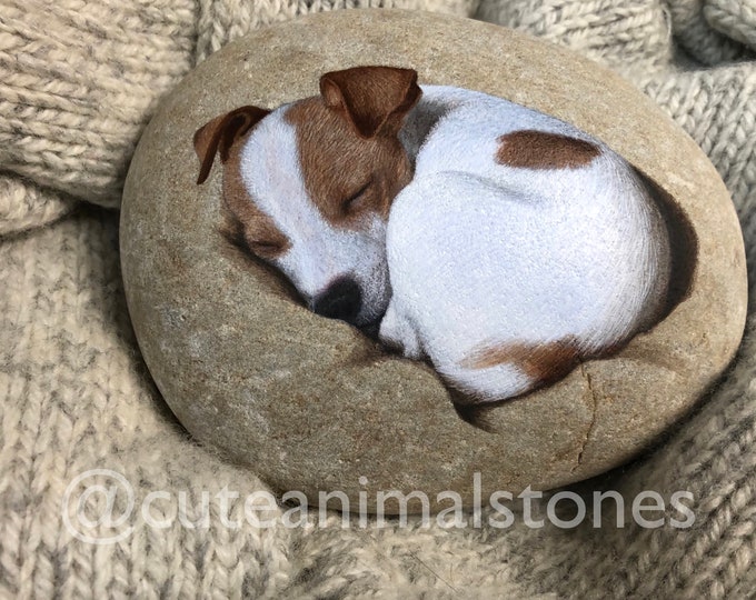 Painted Stone Jack Russell, Rock Painting Animal, Acrylics Painted ...
