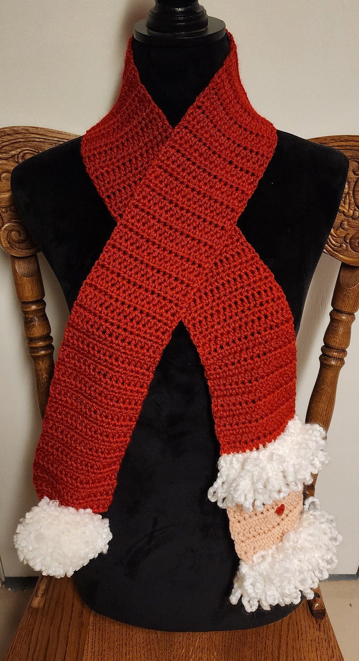 Crochet Santa Claus Scarf - Etsy