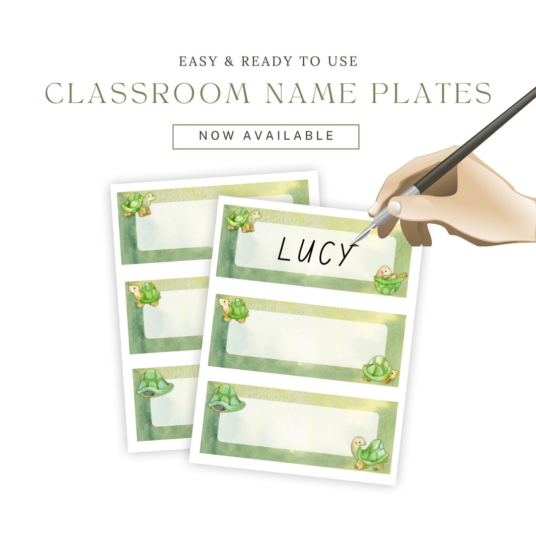 Personalized Name Plates - Watercolor Turtle Theme | Digital Download ...