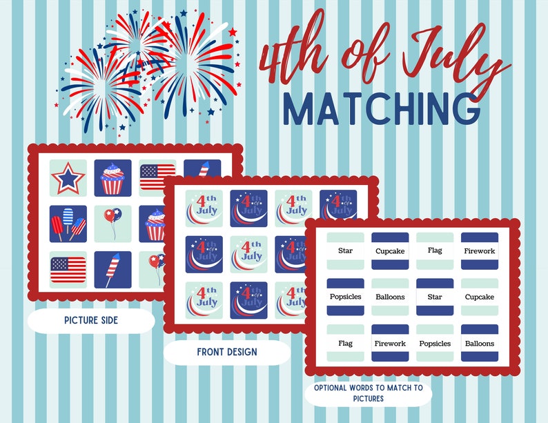 Printable Matching Game for Preschool and Elementary Kids | Educational Matching Cards ...