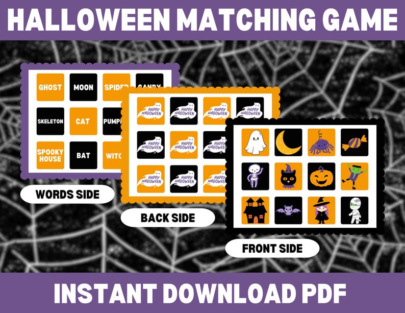 Printable Halloween Matching Game for Kids | Educational Matching Cards ...