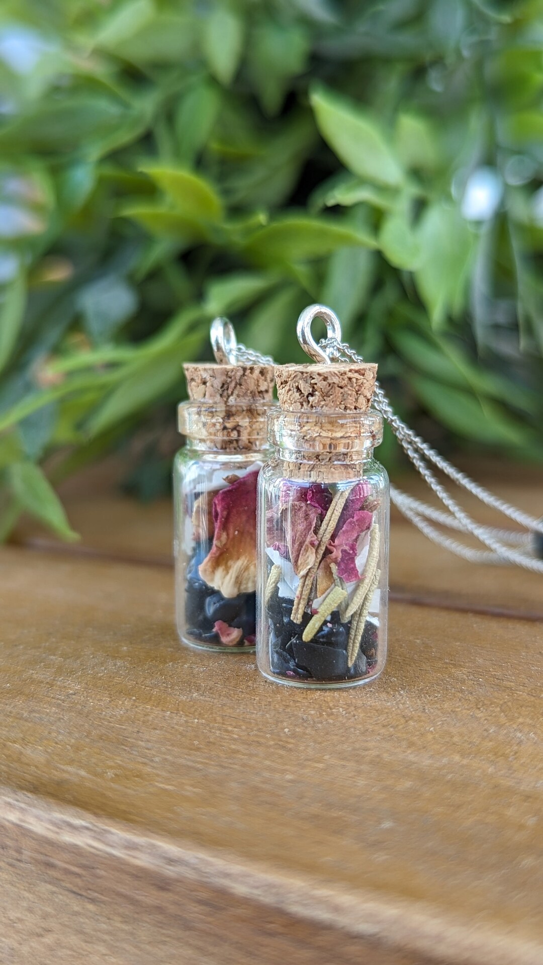 Protection Ward Spell Jar Necklace - Handmade With Onyx, Rose, Rosemary ...