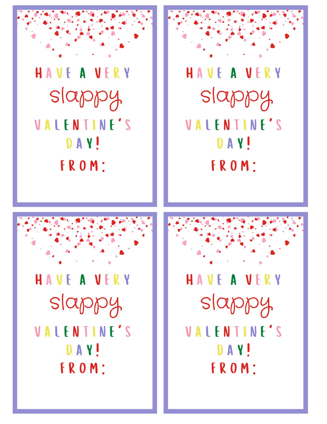 Printable Slap Bracelet Valentine's Day Cards, Classroom Valentine's ...