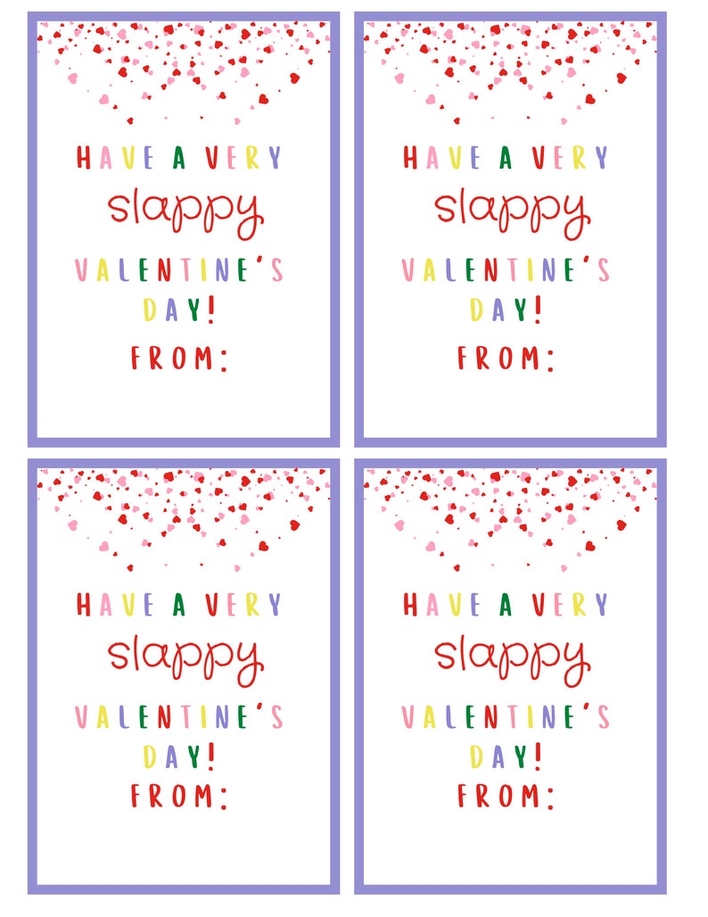 Printable Slap Bracelet Valentine's Day Cards, Classroom Valentine's ...
