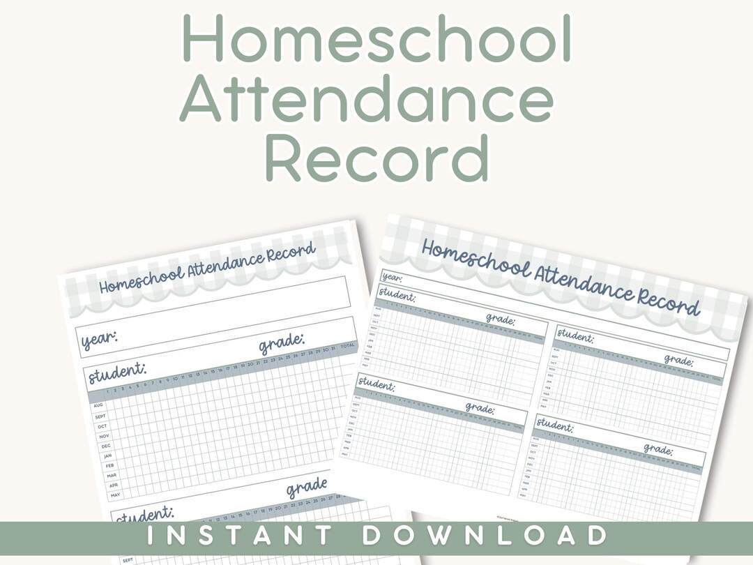 Homeschool Attendance Record Printable | 2 Options for Tracking Kids ...