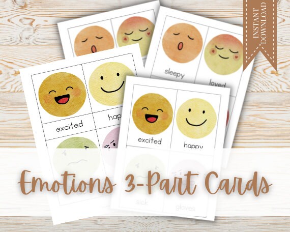 Emotions 3-part Cards | Etsy