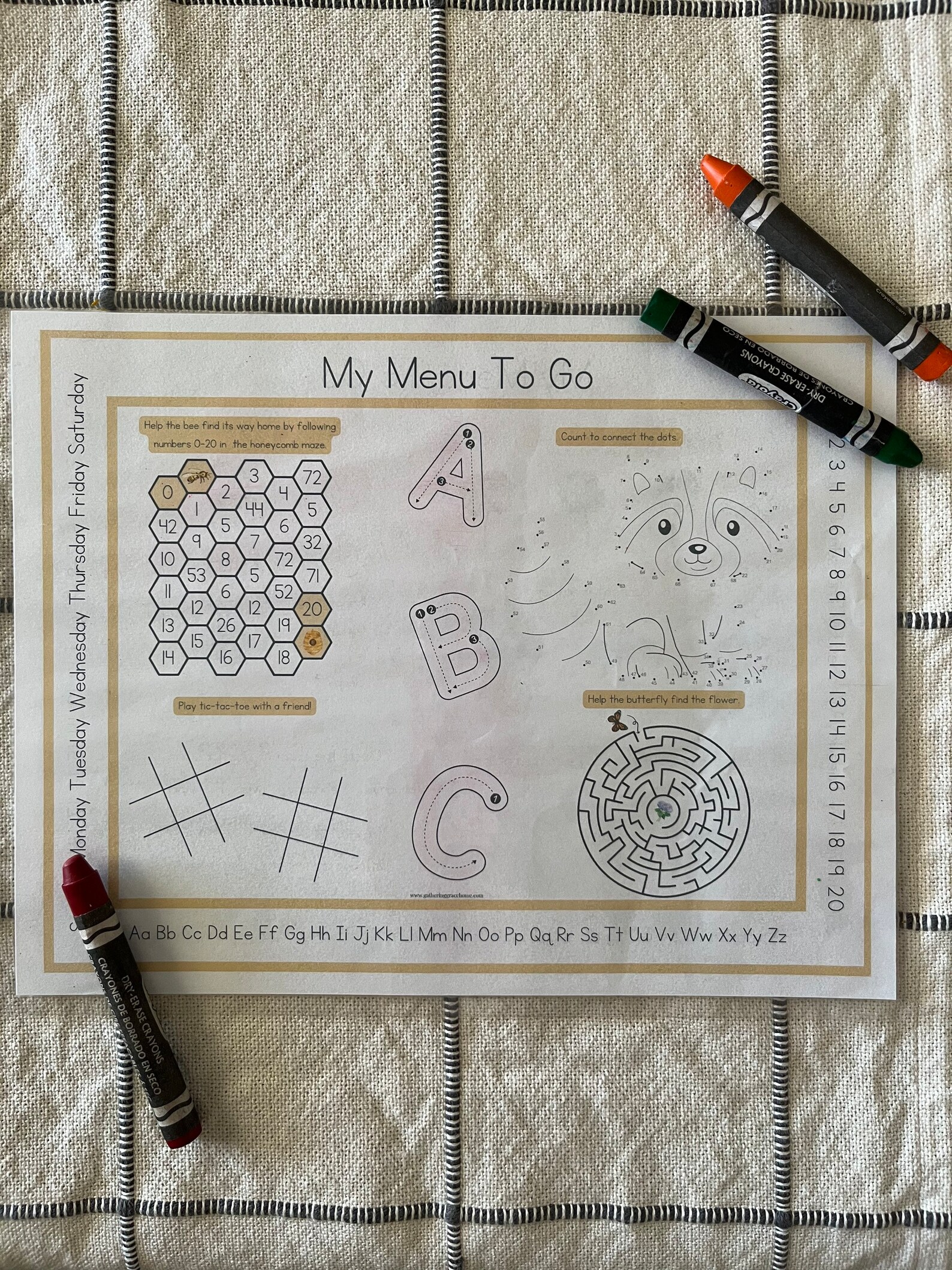 Printable Placemat, Activity Table Mat, Printable Placemat, Morning ...