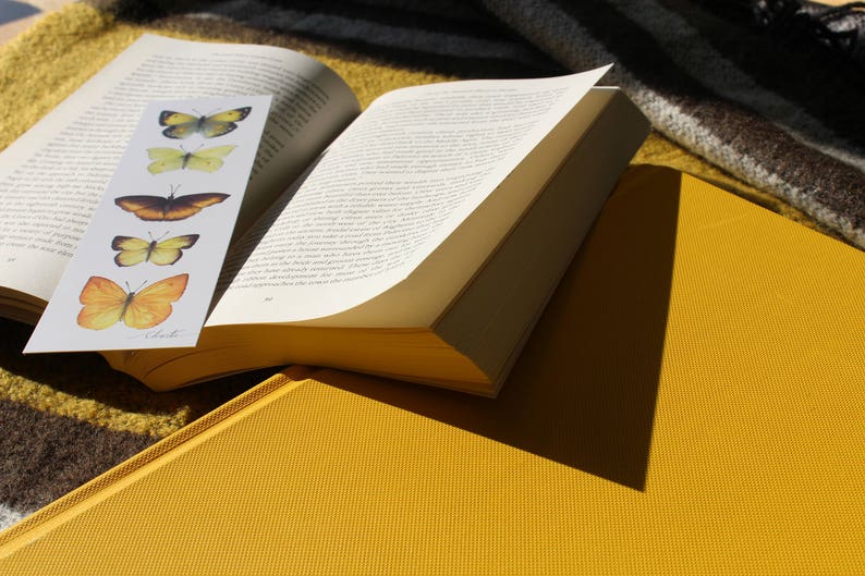 Yellow Bookmark, Butterfly, Bookmark, Illustrated Bookmark, Bookmark ...