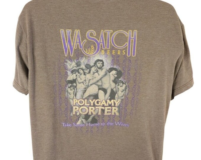 Vintage Polygamy Porter T Shirt Mens Size Large Y2K Wasatch Beer Take ...