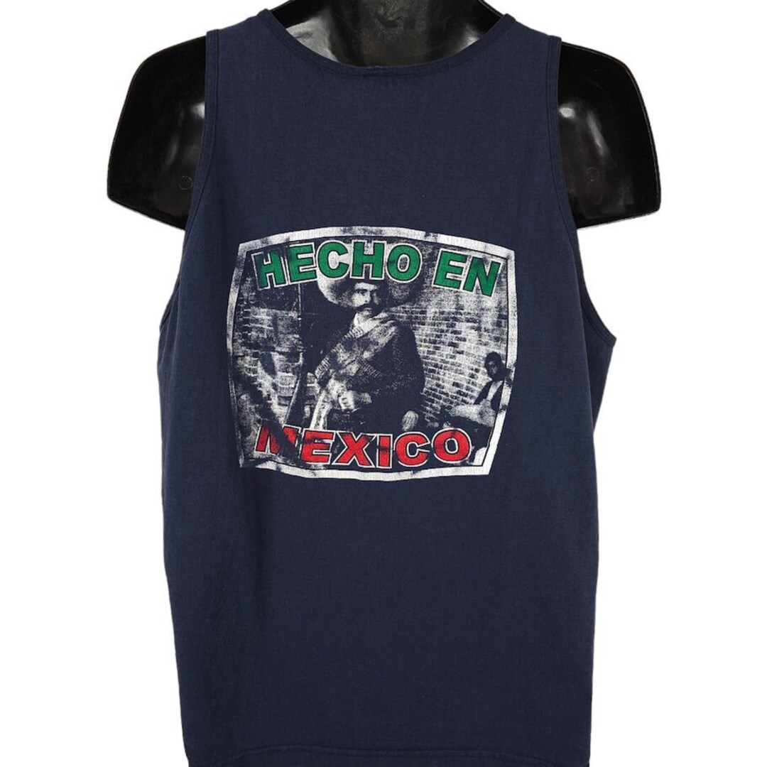 Vintage Hecho En Mexico Tank Top Mens Size Large Blue Y2K Pancho Villa ...