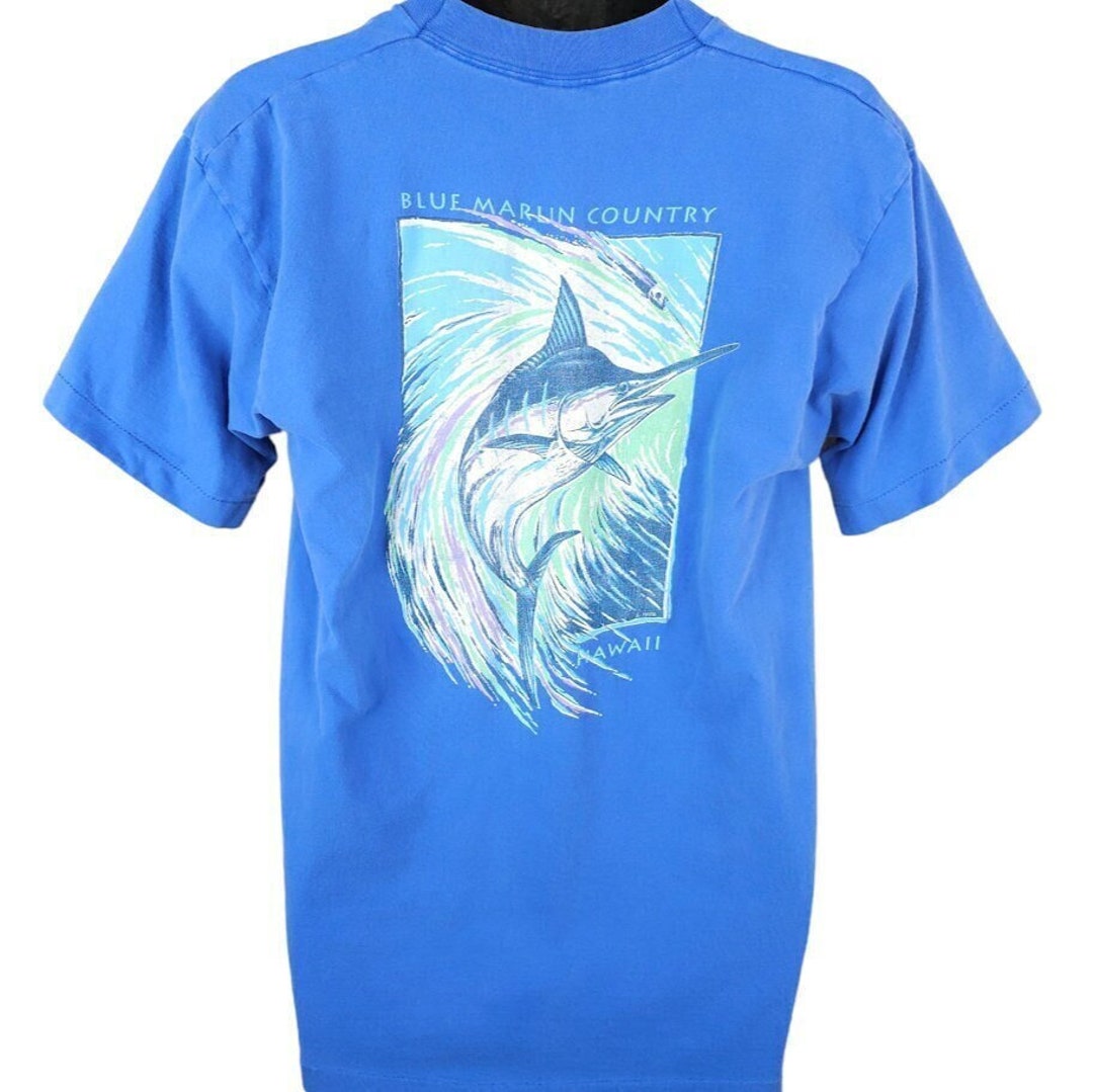 Hawaiian Blue Marlin T Shirt Mens Size Large Vintage 90s Billfish Made ...