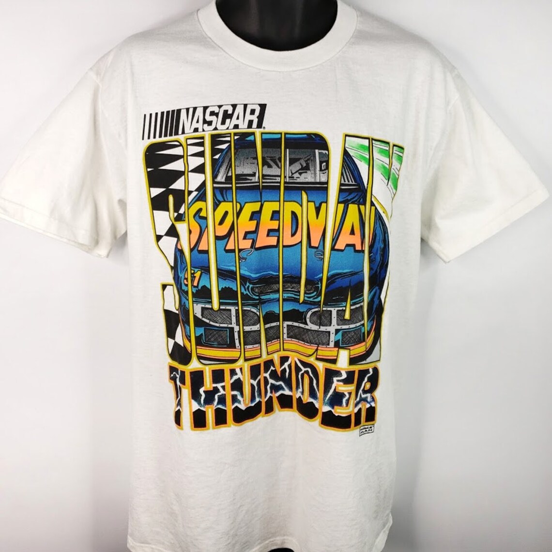 NASCAR Sunday Speedway T Shirt Vintage 90s Thunder Lightning | Etsy
